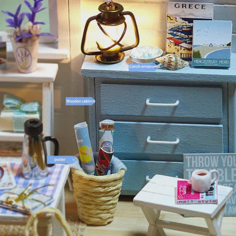 Coastal Summer DIY Miniature Kit – Blue Beach House Lounge With Seaside ...