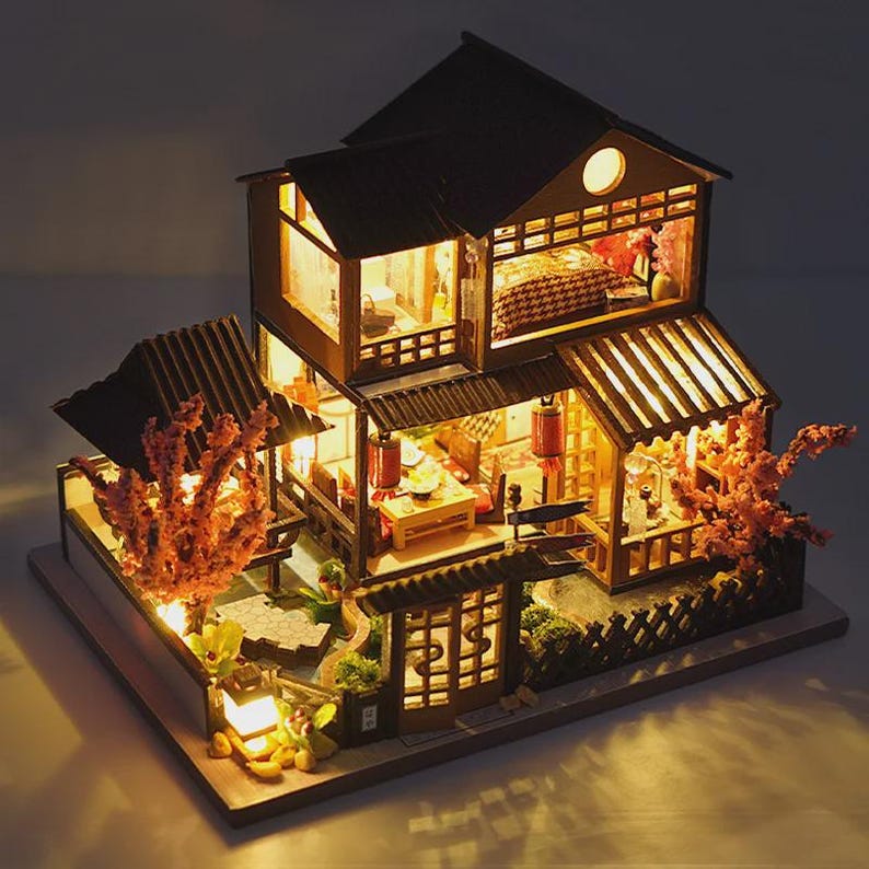 Japanese Tea House Book Nook – Mini DIY 3D Kit With Cherry Blossom ...
