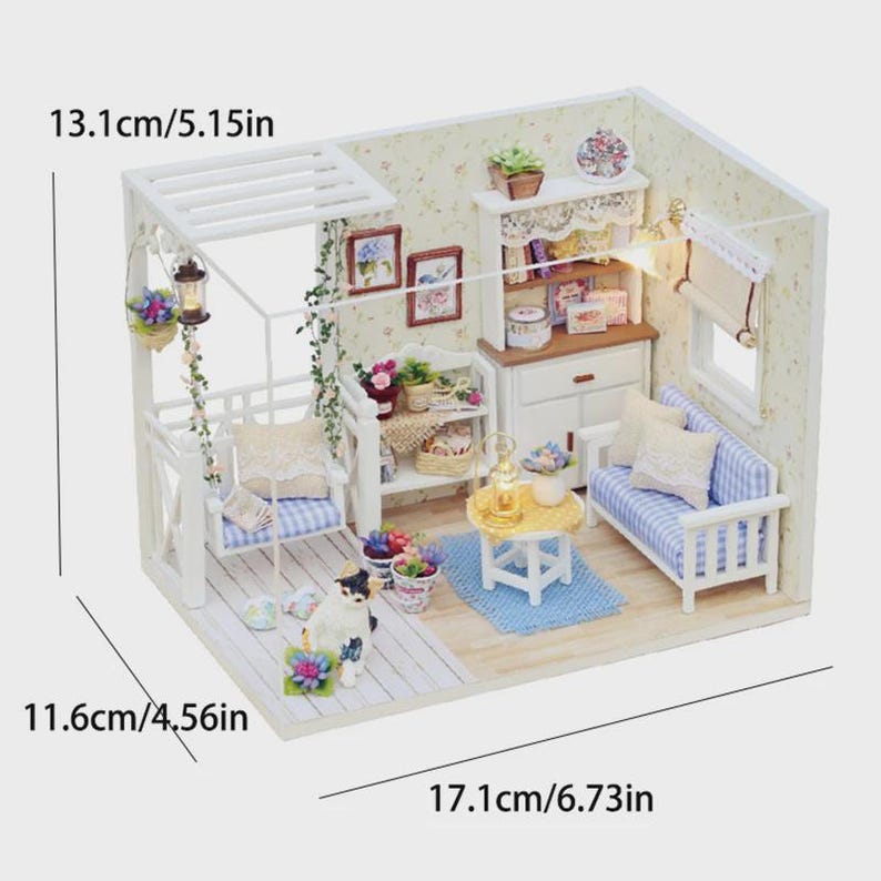 Floral Back Porch DIY Miniature Kit – Cozy Linen Armchairs, Wallpapered ...