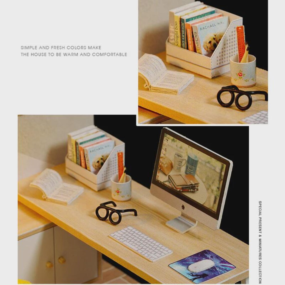 Modern Office DIY Miniature Kit – Desktop Workspace With Reading Window ...