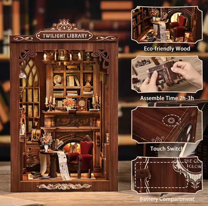 DIY Twilight Library Book Nook Kit | 3D Enchanted Bookshelf Puzzle ...