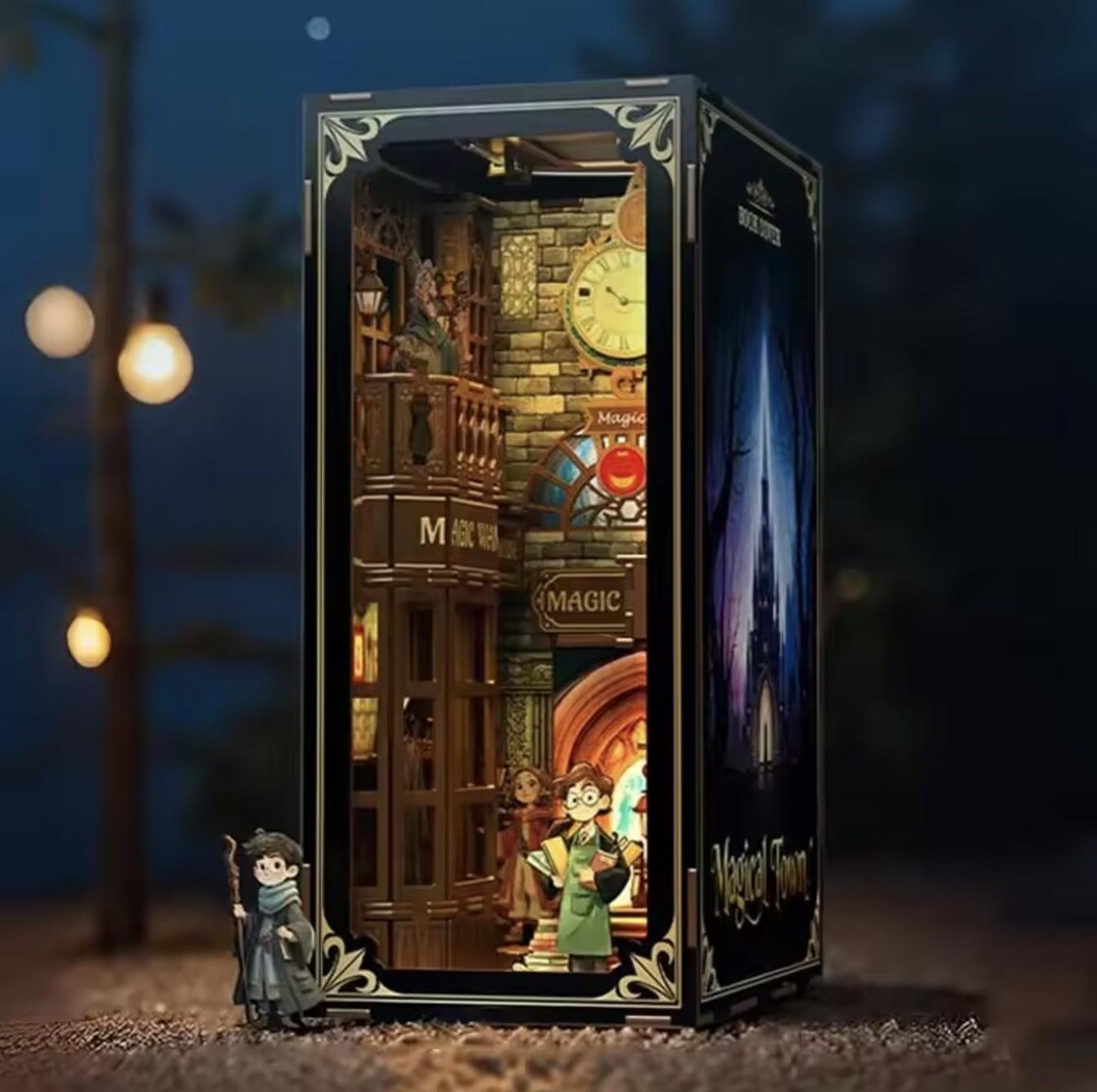 DIY Retro Magical Town Book Nook – Wooden 3D Miniature Kit | Wizard ...