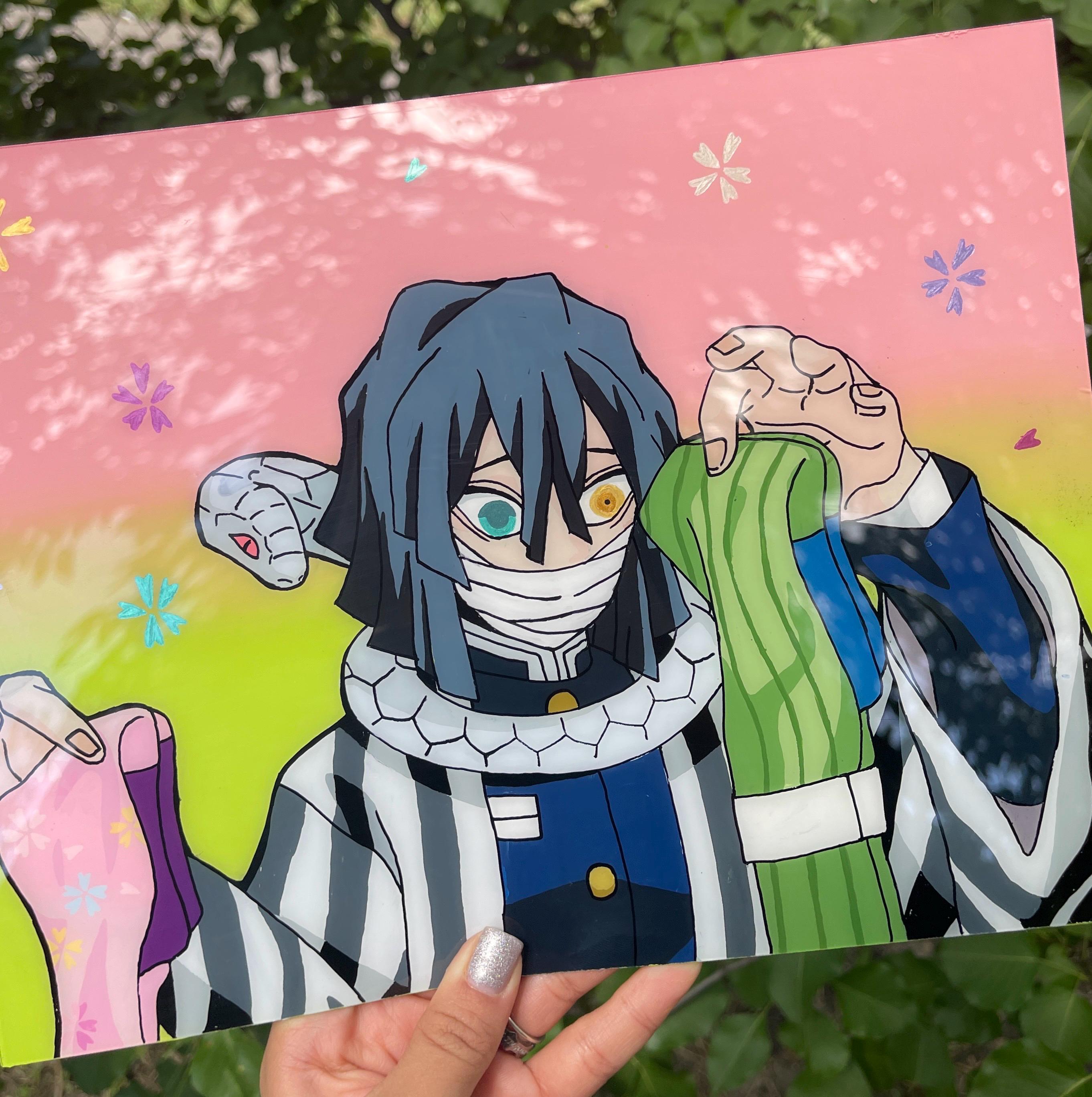 Obanai Iguro Demon Slayer Painting – Original Hand-painted Anime Art on ...