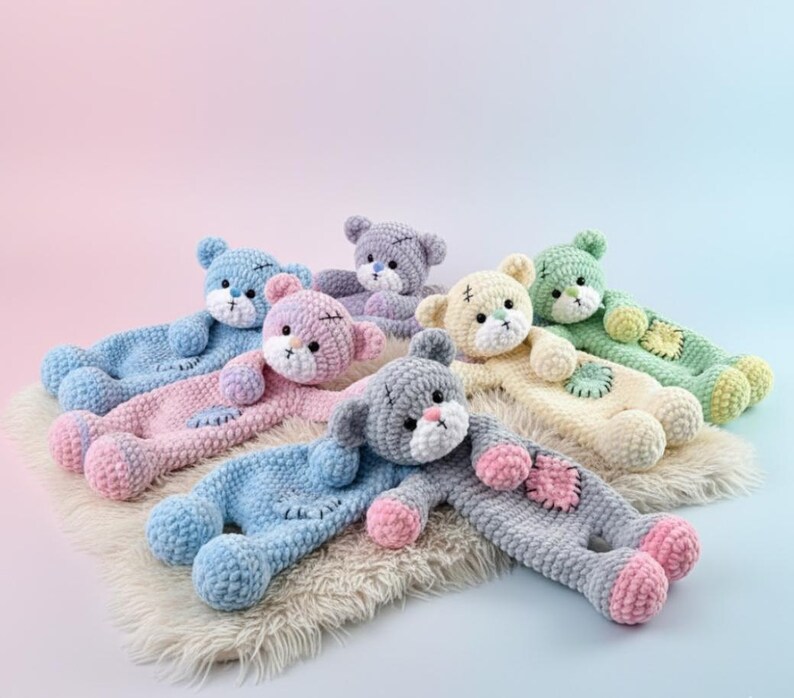 Modèle PDF de doudou ours au crochet, tutoriel pour un doudou ours mignon pour enfants, doudou ...