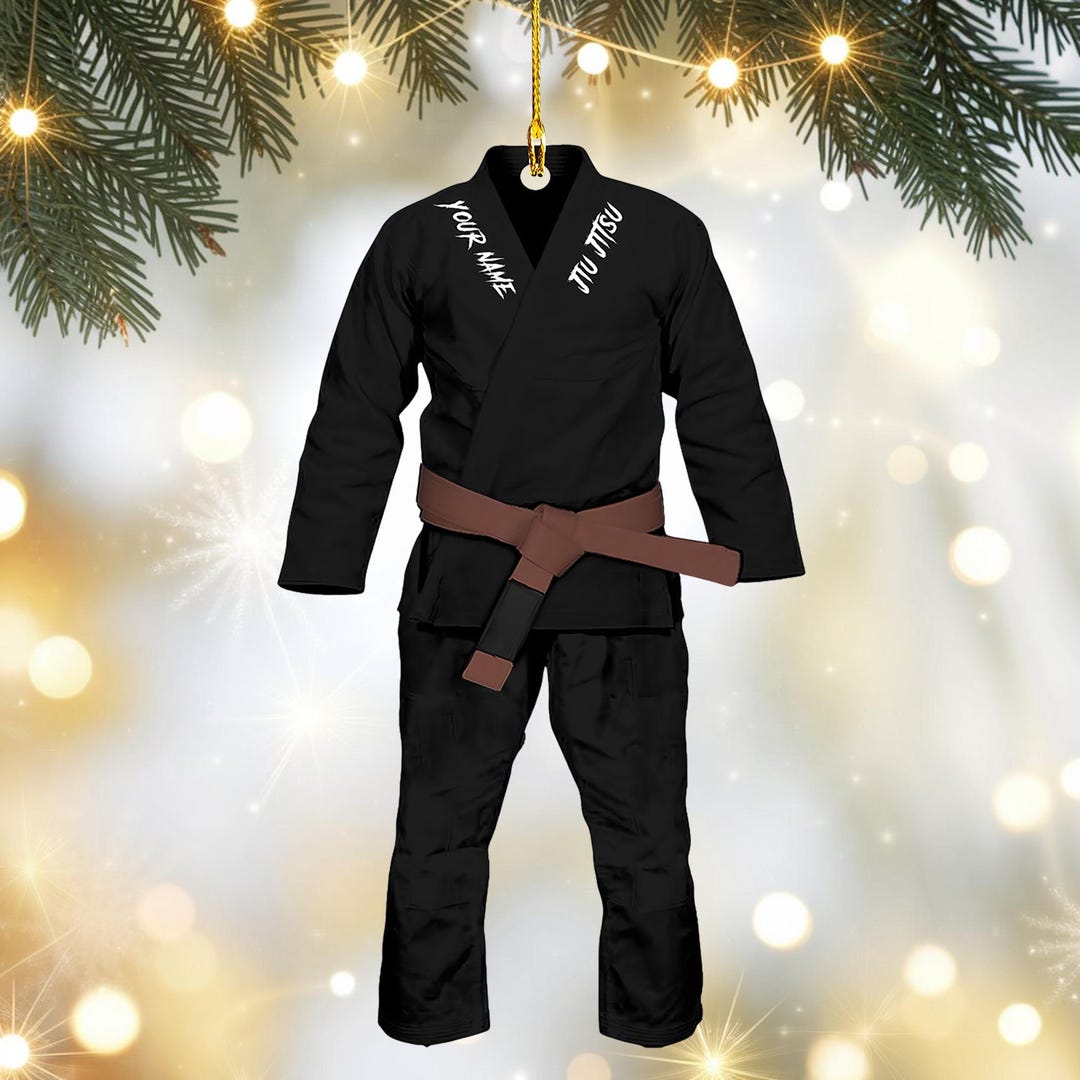 Personalized Jiu Jitsu Uniform Ornament, Black Gi With Belt Design ...