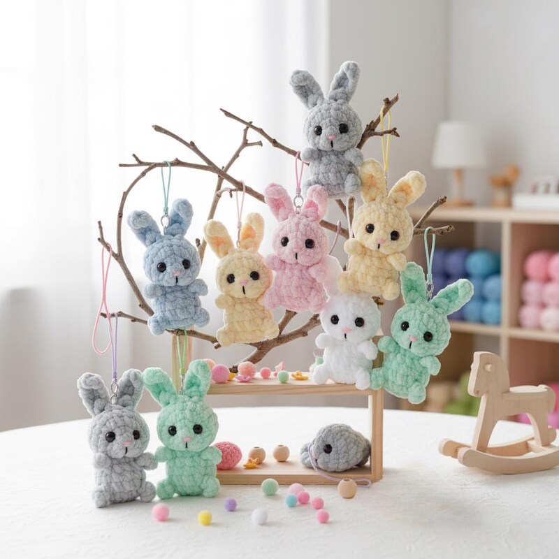 Bunny Keychain - Etsy