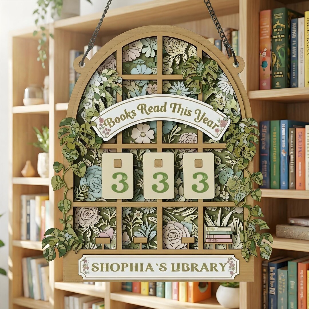Personalized Book Tracker Library Sign, Custom Wooden Reading Tracker ...