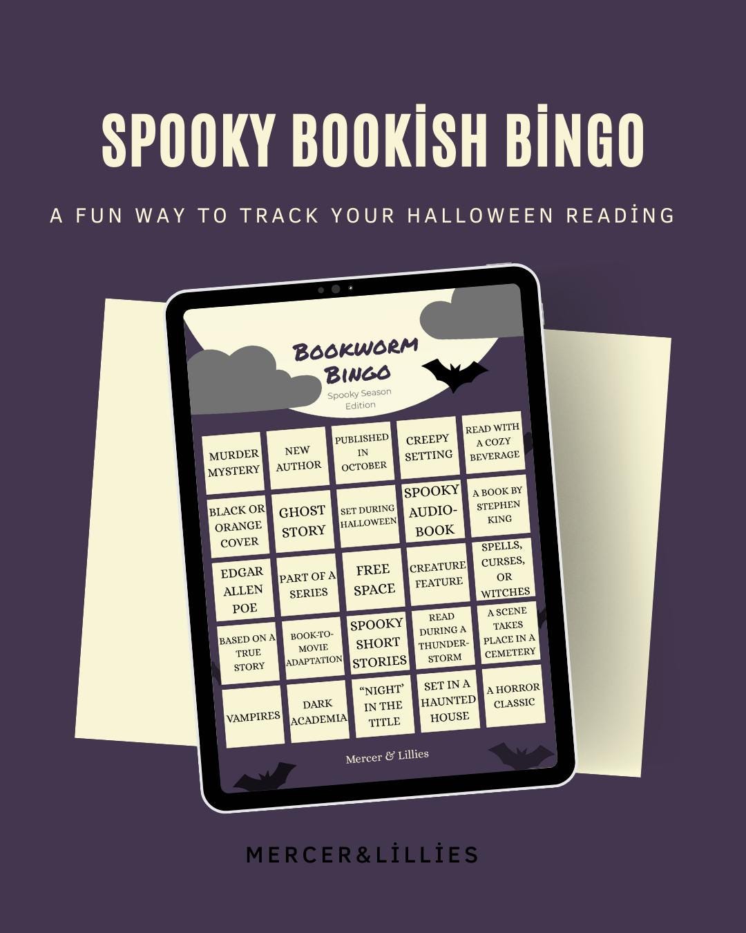 Spooky Reading Bingo Board: Halloween Book Challenge (PDF) - Etsy