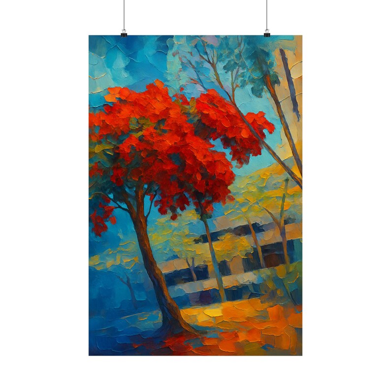 Vibrant Red Nature Art Poster, Colorful Wall Decor, Gift for Nature ...