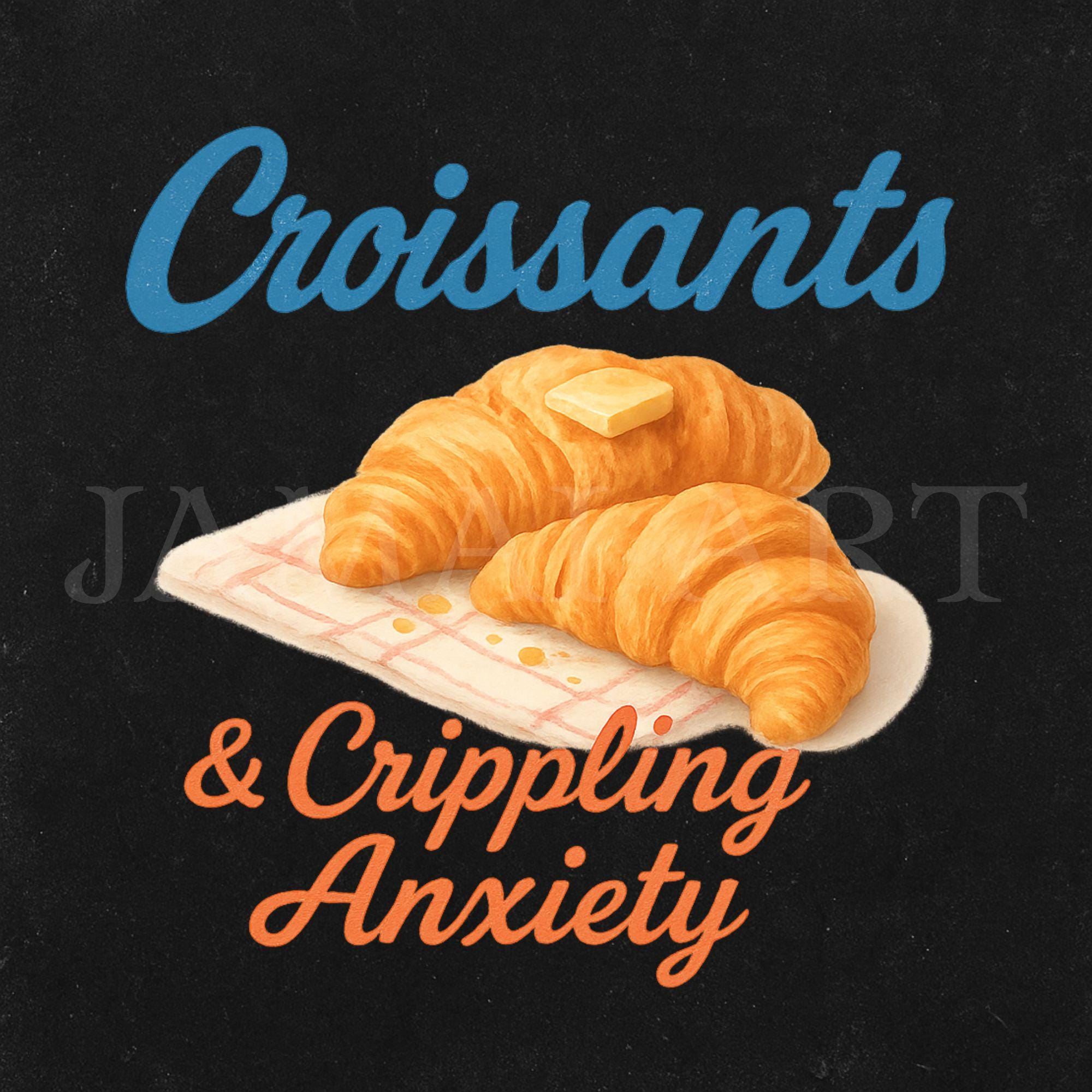 Croissants and Crippling Anxiety PNG, Funny Retro Breakfast Design ...