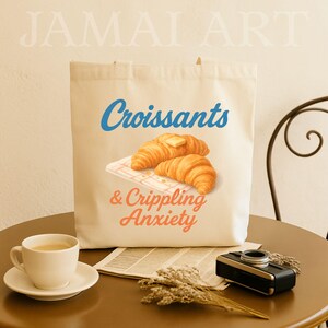 Croissants and Crippling Anxiety PNG, Funny Retro Breakfast Design ...