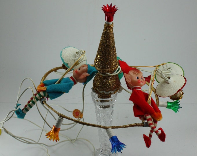 Vintage Pixie Ring Tree Top Topper Pixie Elf Light up Tree Topper Japan ...