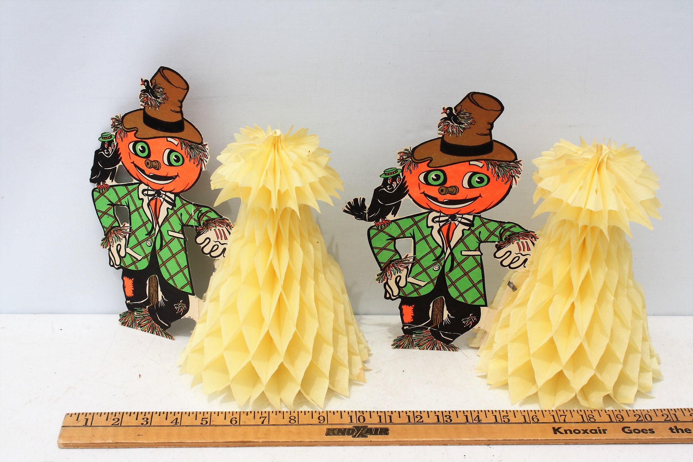 Vintage Beistle Pumpkin Head Scarecrow Honeycomb Corn Shock | Etsy