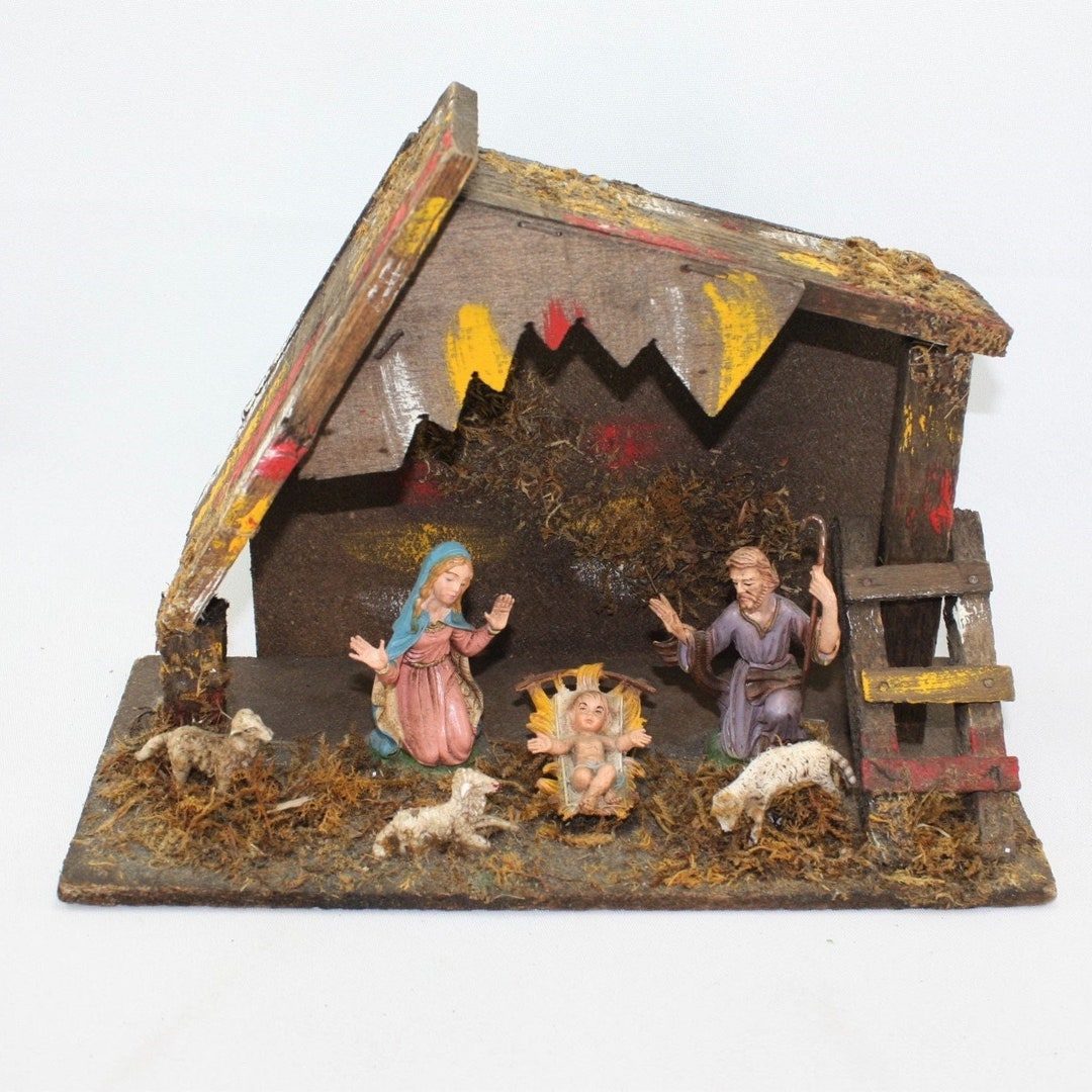 Crèche crèche crèche crèche de noël vintage écurie en bois - Etsy France