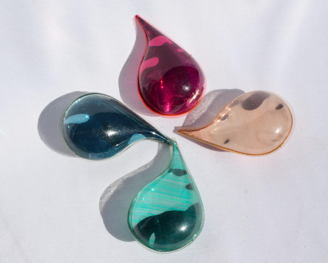 Vintage 3D Unbreakable Plastic Christmas Ornaments Teardrop Raindrop ...