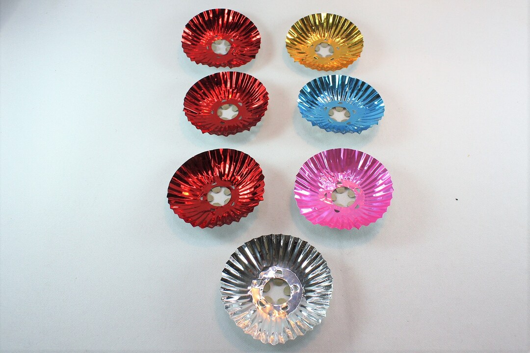 Vintage Aluminum Tin Foil Metallic Light Reflector Round Pleated ...
