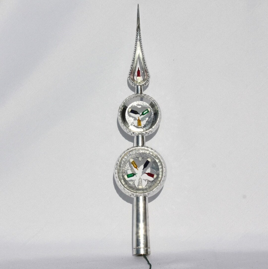 Vintage Christmas Tree Topper Light up Silver Plastic 3 Tier Italy ...