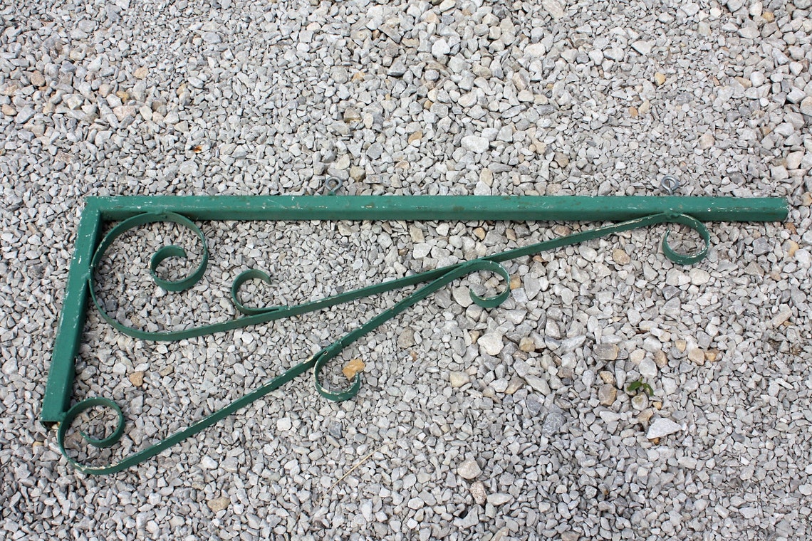 Vintage Metal Sign Bracket Green Scrolled Mounting Bracket - Etsy