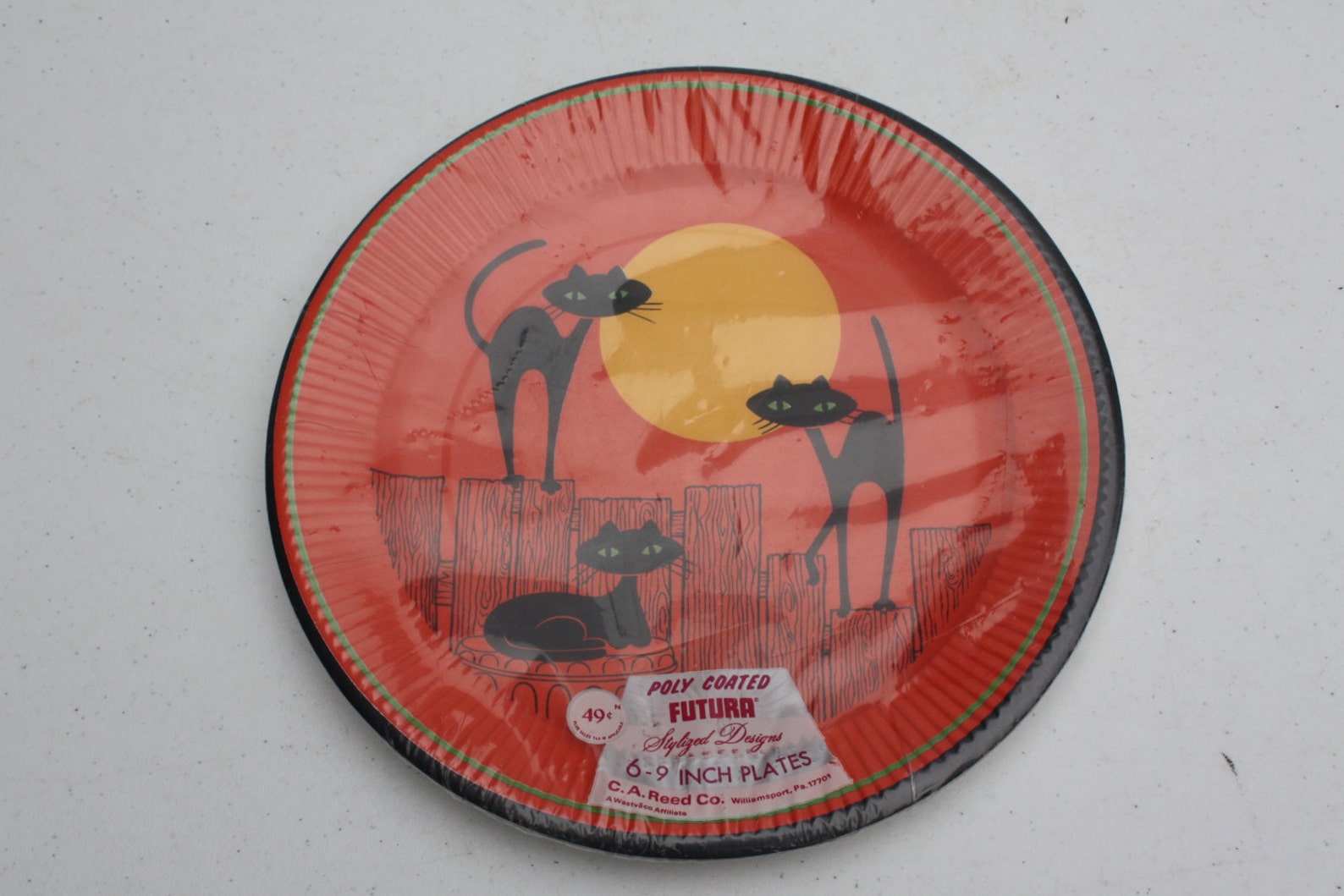 Vintage Halloween Paper Plates Mod Black Alley Cats Original - Etsy