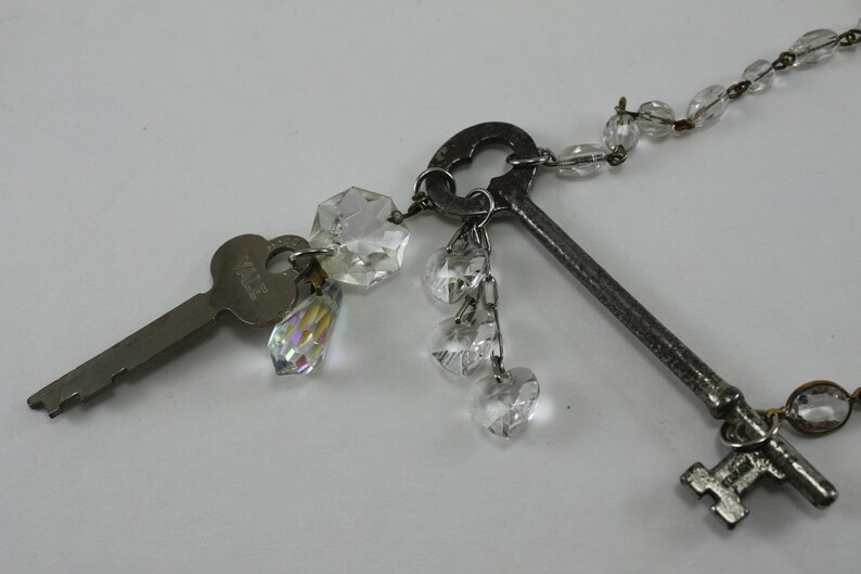Vintage Skeleton Key Crystals Long Necklace OOAK Handmade | Etsy