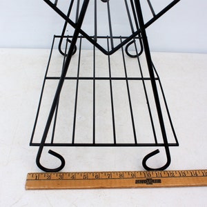 Vintage Mid Century Black Metal Wire Perforated Square Mesh Shelf Rack ...