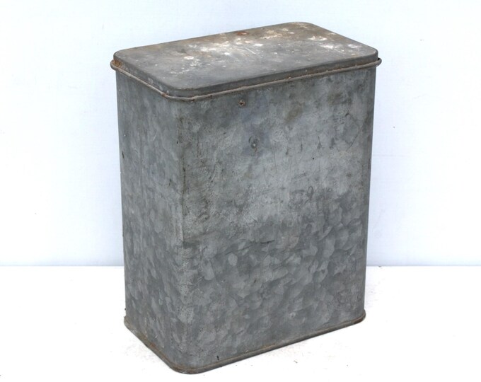Vintage Galvanized Metal Box Container Storage With Removable Lid ...