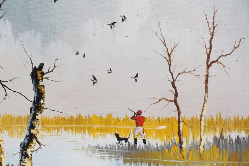 Vintage Hunting Painting Original Art Hand Painted Duck Geese - Etsy