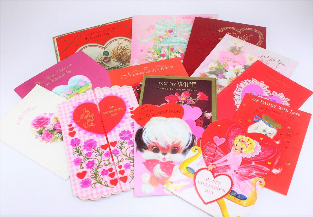 Vintage Valentine Greeting Cards Collection Destash Lot Valentine ...
