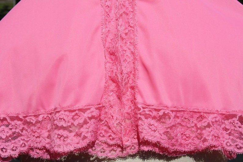 Vintage Full Slip Nylon Pink Hot Pink With Lace Lingerie - Etsy