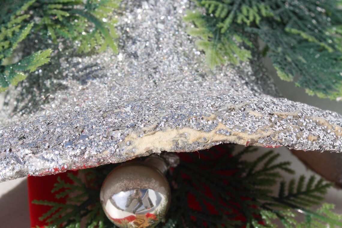 Vintage Christmas Bells Door Wall Decor Silver Glitter Paper Mache ...
