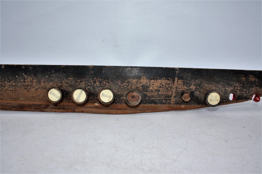 Antique Wood Wooden Pump Organ Pull Stops Knobs Buttons on Board ...