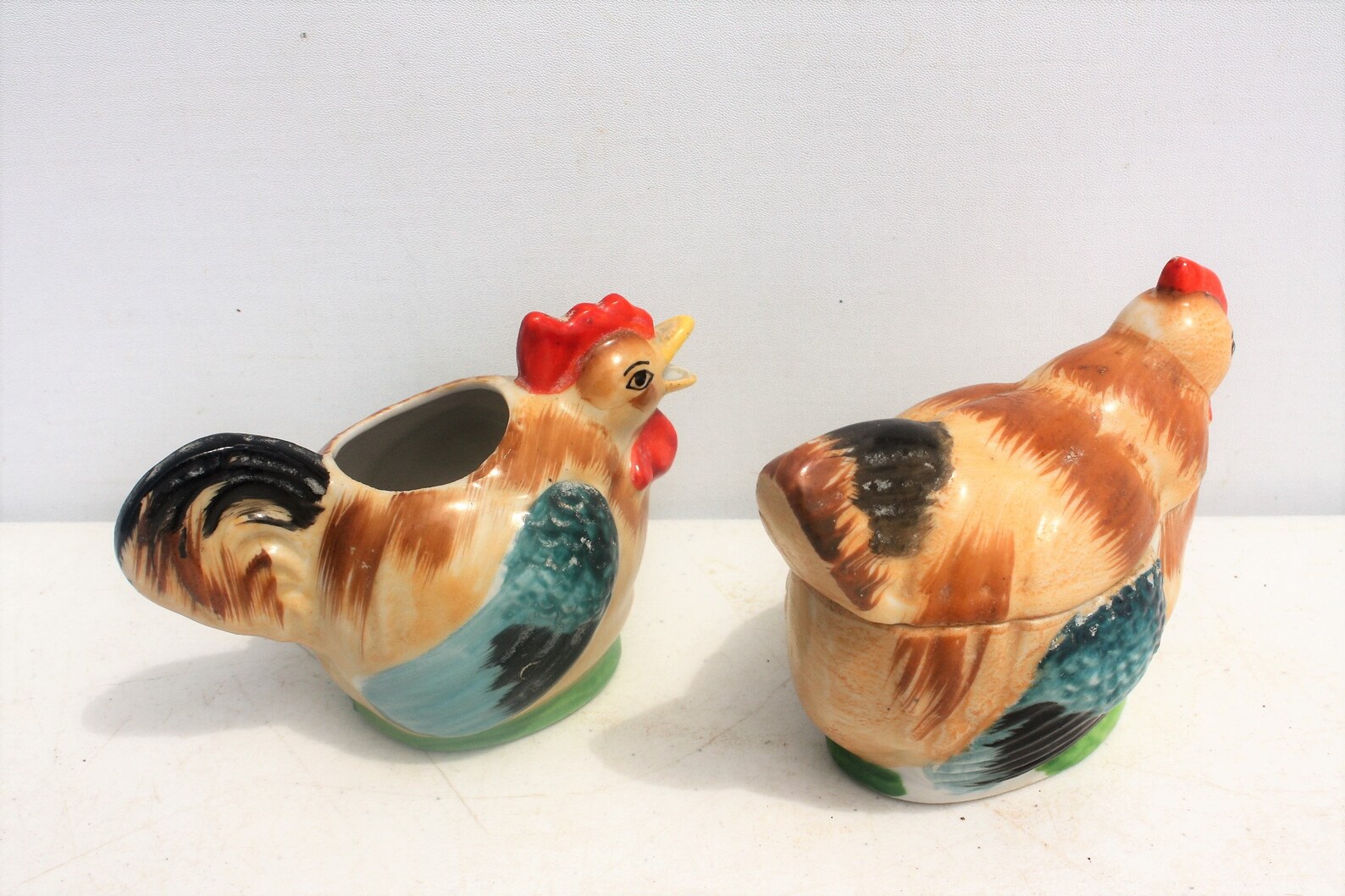 Vintage Chicken Rooster Hen Creamer Sugar Set Ceramic Japan - Etsy