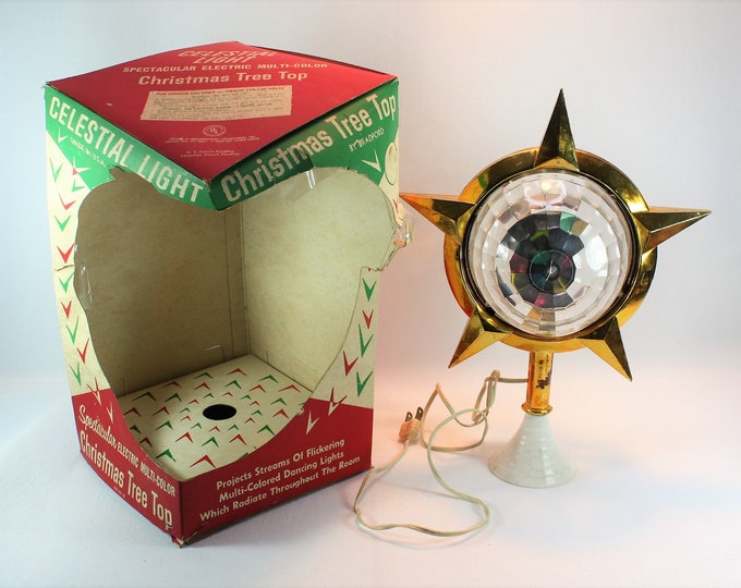 Vintage Bradford Celestial Star Motion Light Christmas Tree Topper ...