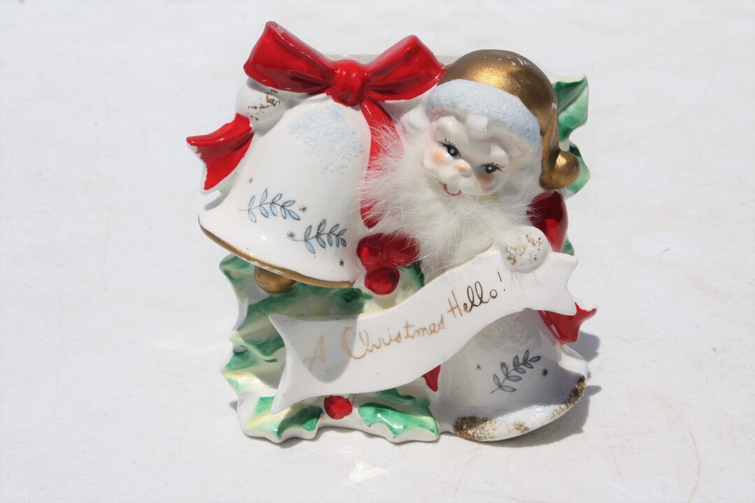 Vintage Santa Claus St. Nick Kris Kringle Fur Beard Figurine Planter ...