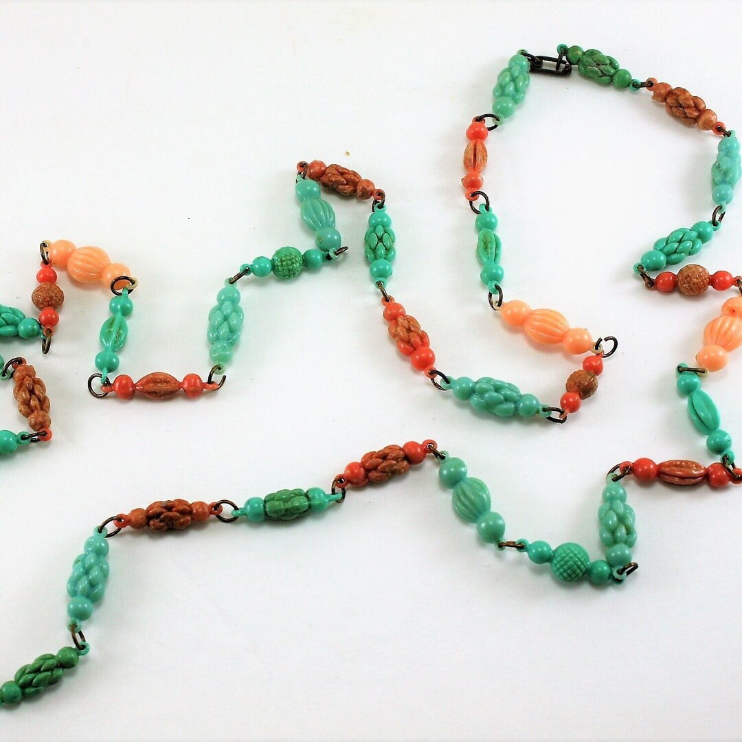 Vintage Bumpy Molded Carved Plastic Celluloid Bead Single Strand ...
