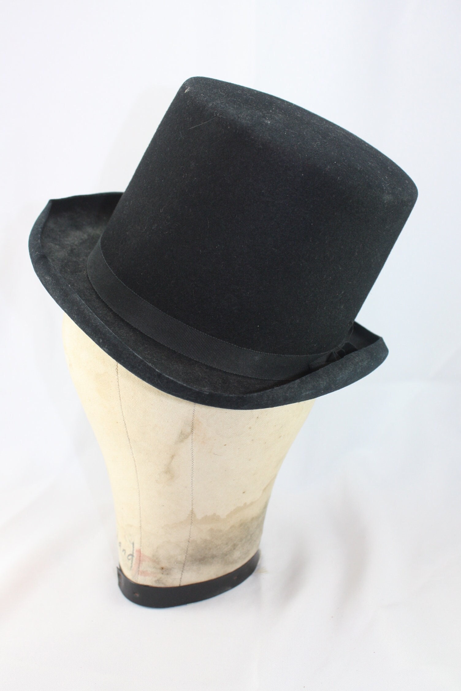 Vintage Top Hat Formal Black Reclaimed Felt Schwartz Hat Works Los ...