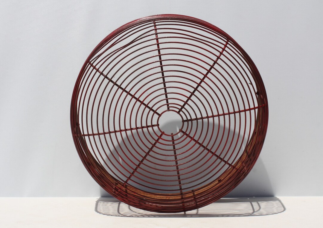 Vintage Metal Industrial Fan Cage Grate Cover Large Painted Red ...