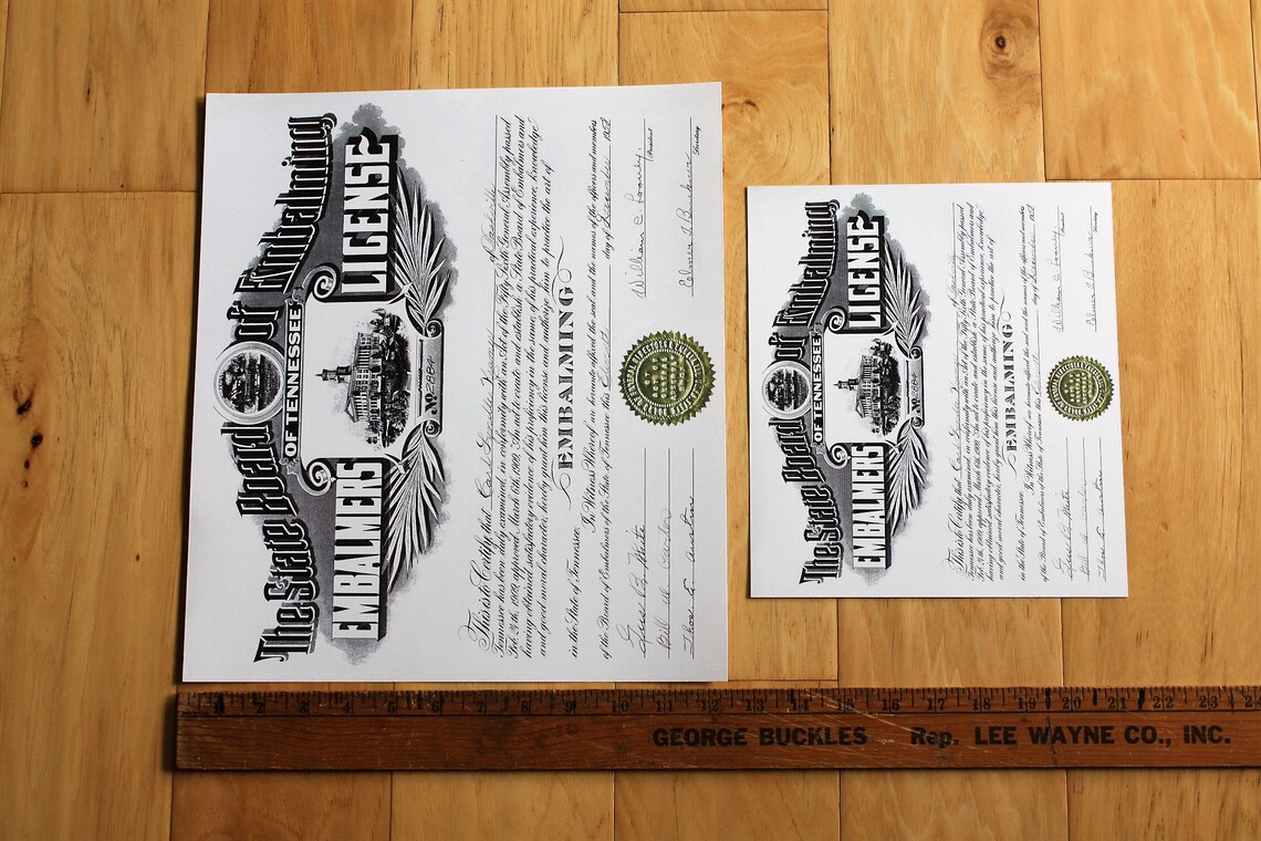 Vintage Embalmers License 1958 Mortician Funeral Home - Etsy