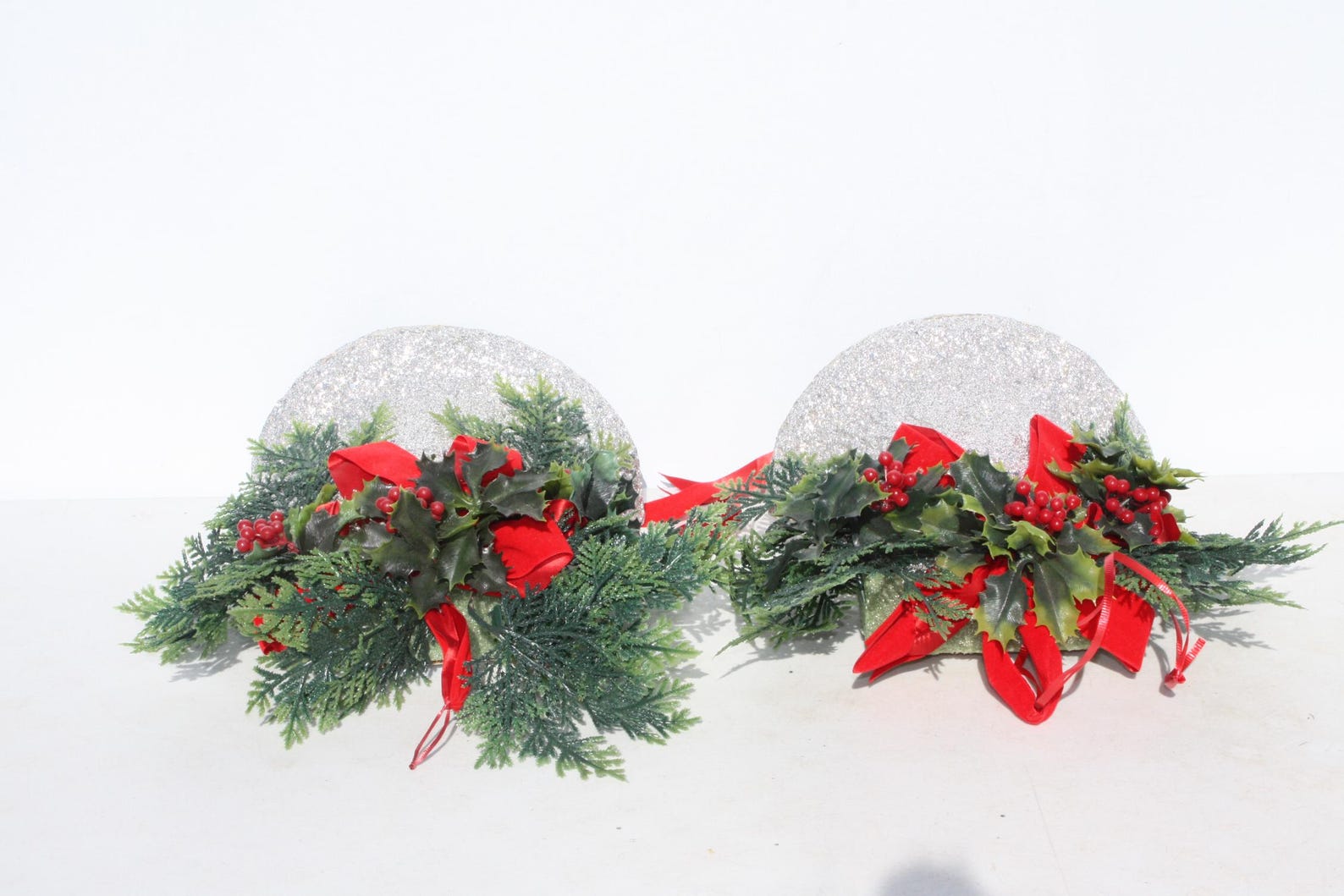 Vintage Christmas Bells Door Wall Decor Silver Glitter Paper Mache ...
