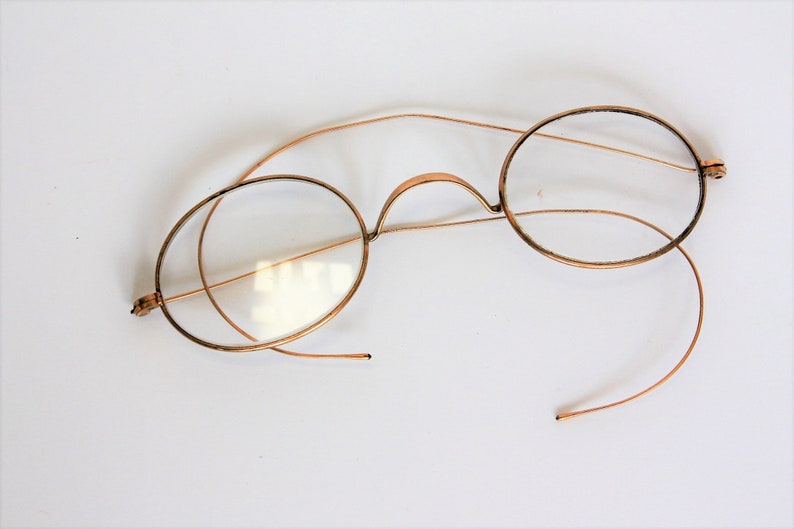 Antique Vintage Wire Rimmed Eyewear Eyeglasses Oval Gold - Etsy