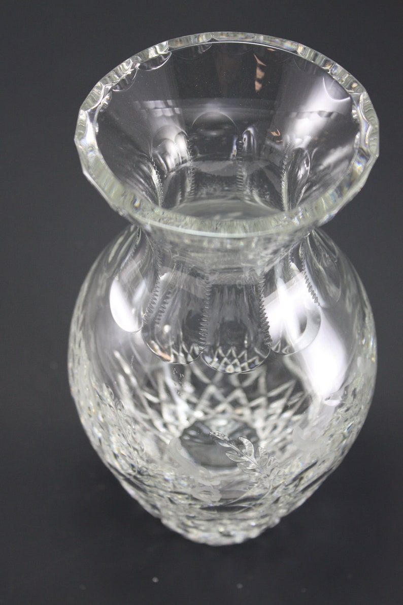 Vintage Rogaska Gallia Crystal Flared Vase Leaded Etched Glass | Etsy