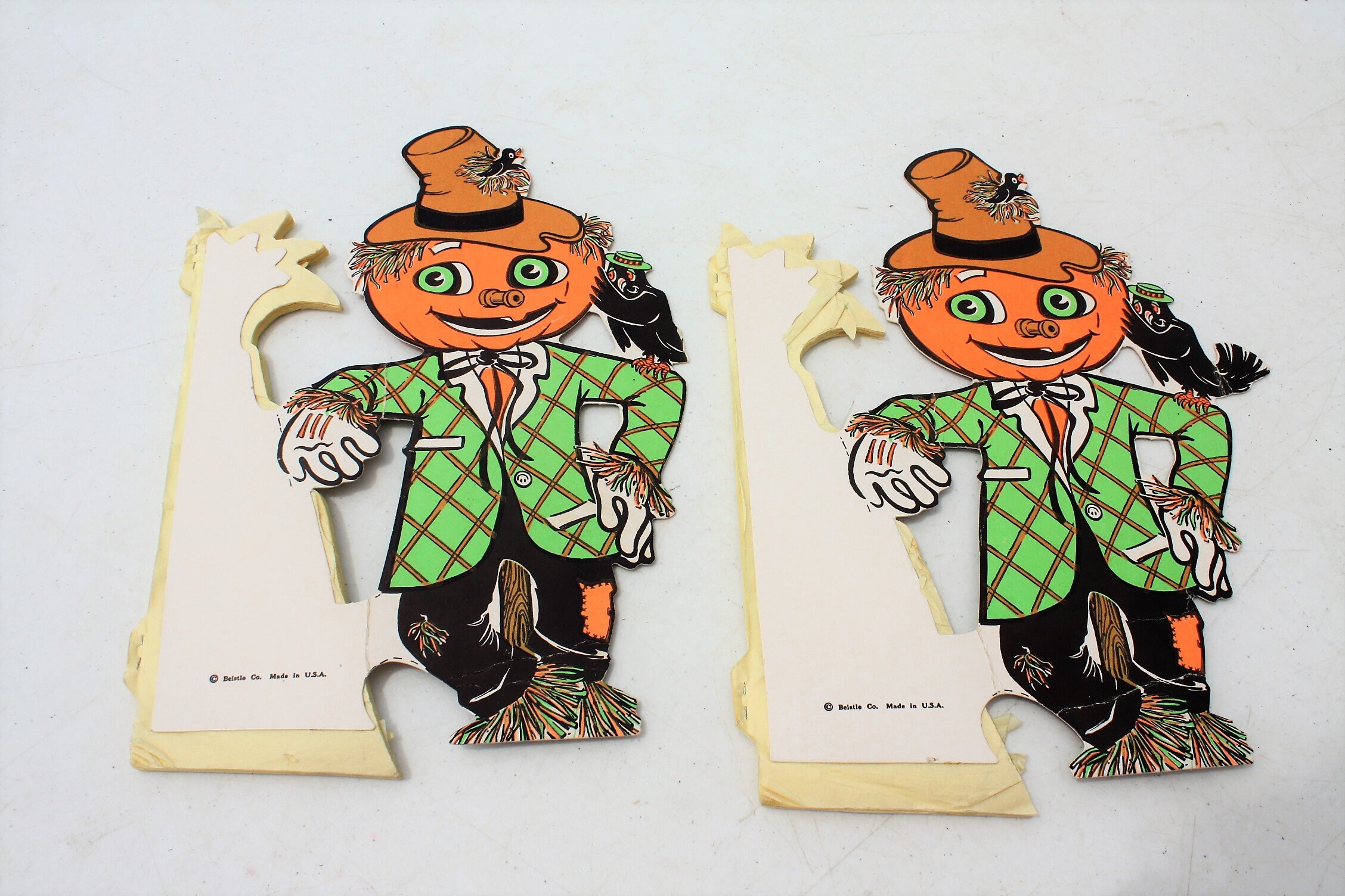 Vintage Beistle Pumpkin Head Scarecrow Honeycomb Corn Shock | Etsy