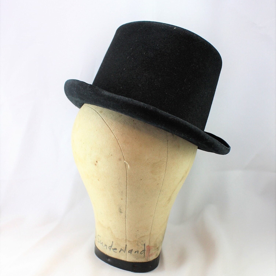 Vintage Top Hat Formal Black Reclaimed Felt Schwartz Hat Works Los ...