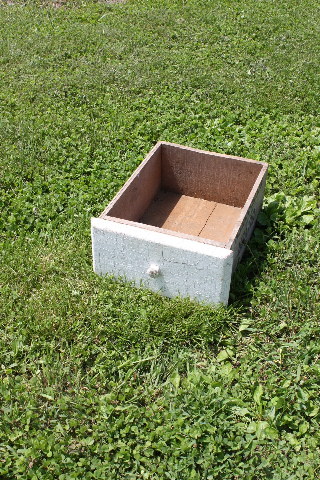 Vintage Wood Painted Drawer Box Crate Counter Wall Shelf Storage White ...