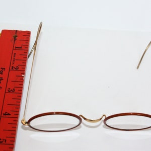 Antique Vintage Eyewear Eyeglasses Round Light Brown Tortoise Celluloid Rim Gold Frame Optometry ...