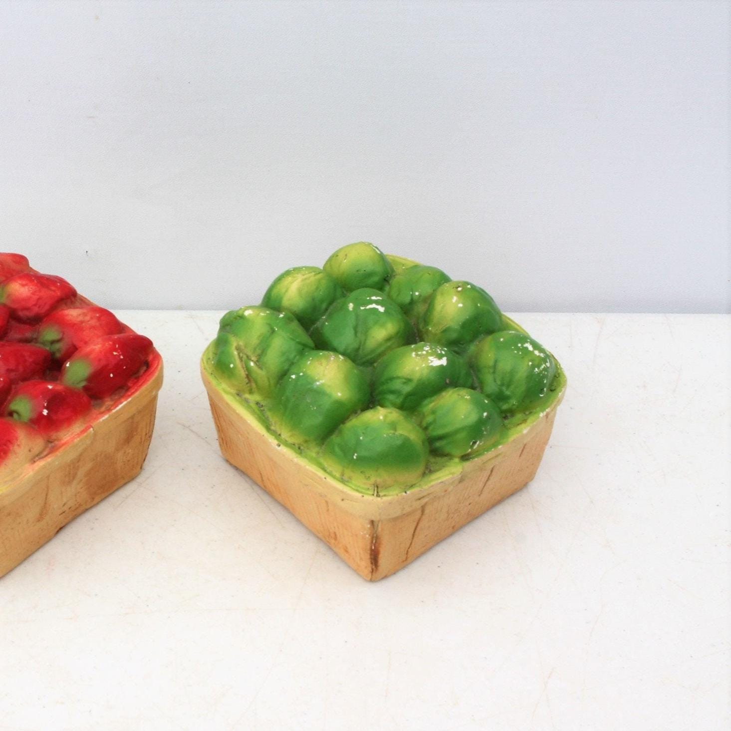 Vintage Store Display Food Fruit Vegetables Chalkware Chalk Plaster ...