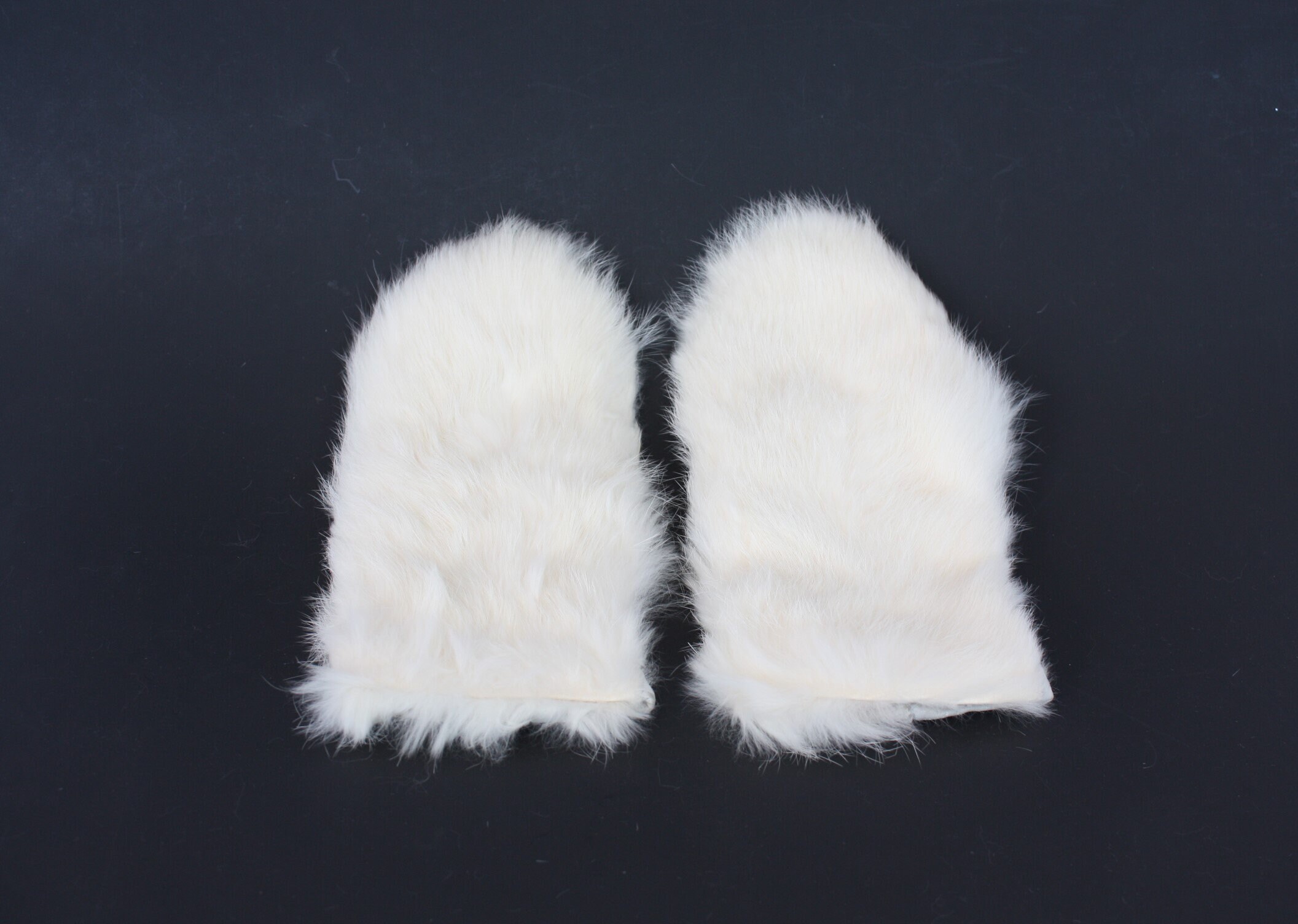White rabbit fur mittens store