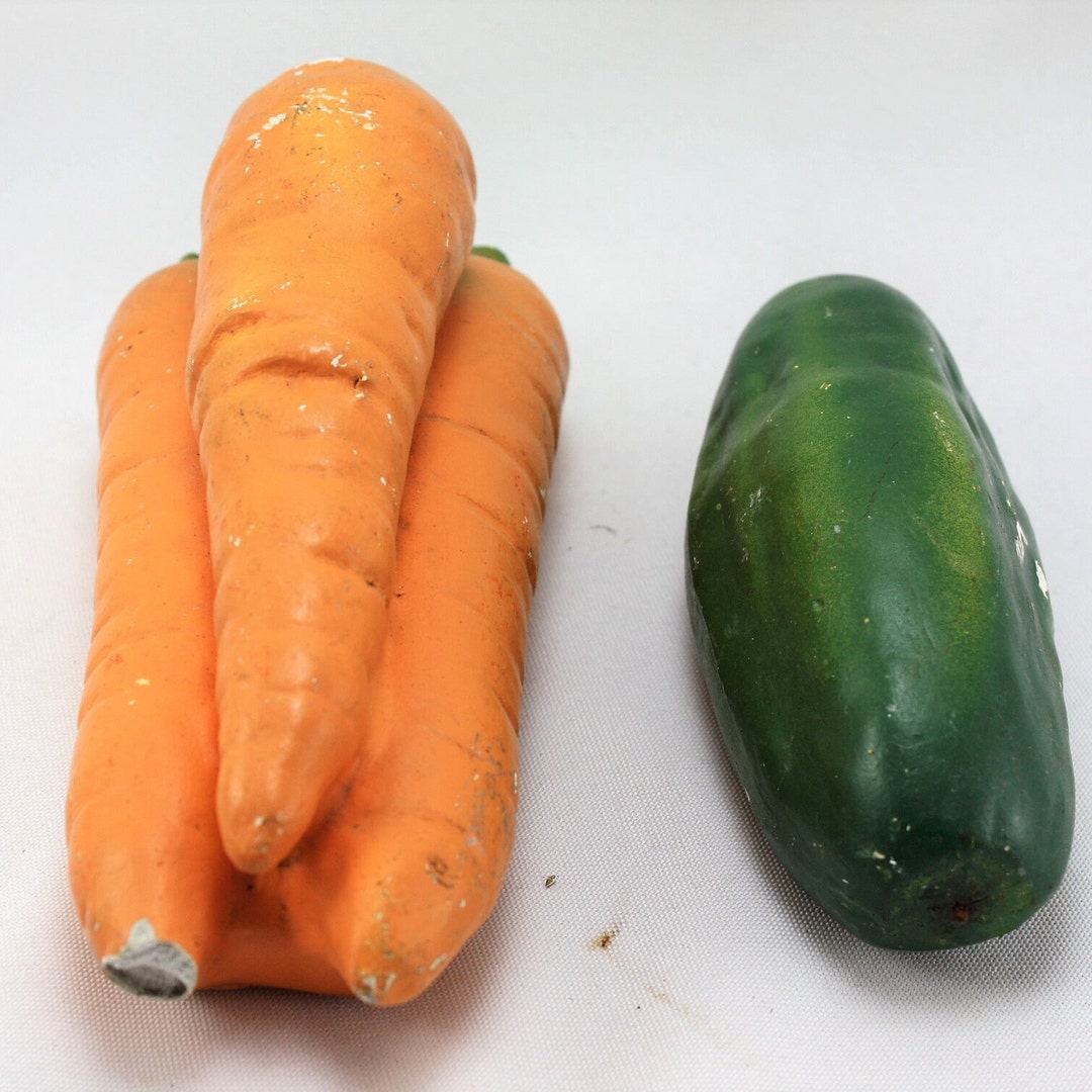 Vintage Store Display Food Fruit Vegetables Carrots Cucumber Chalkware ...