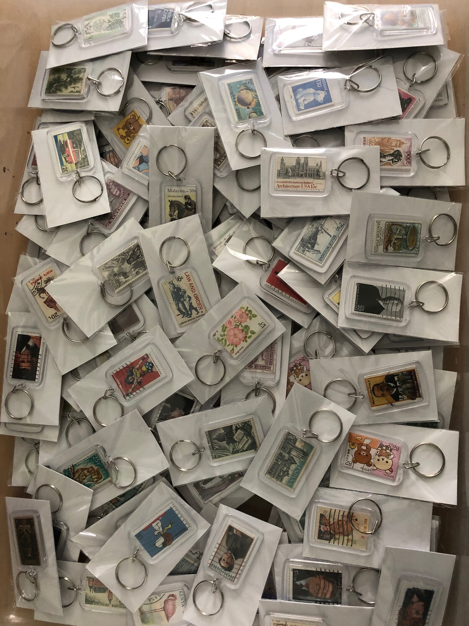 France Keychain Recycled Postage Stamp Art | Etsy