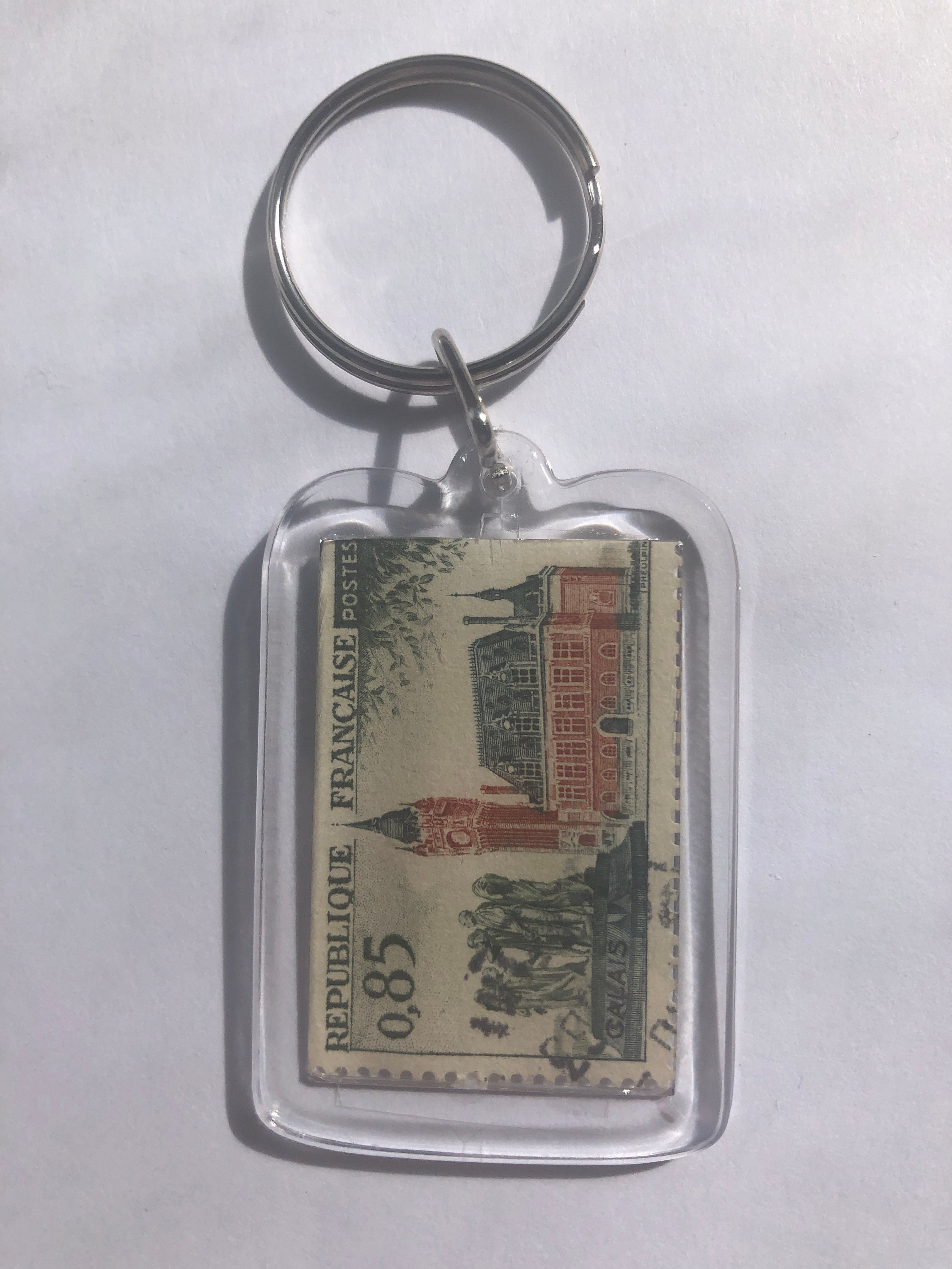 France Keychain Recycled Postage Stamp Art | Etsy